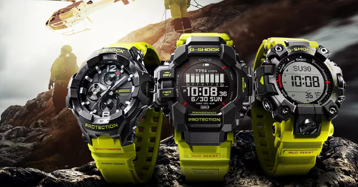 G-SHOCK's Three New MASTER of G Watches in Bright Yellow