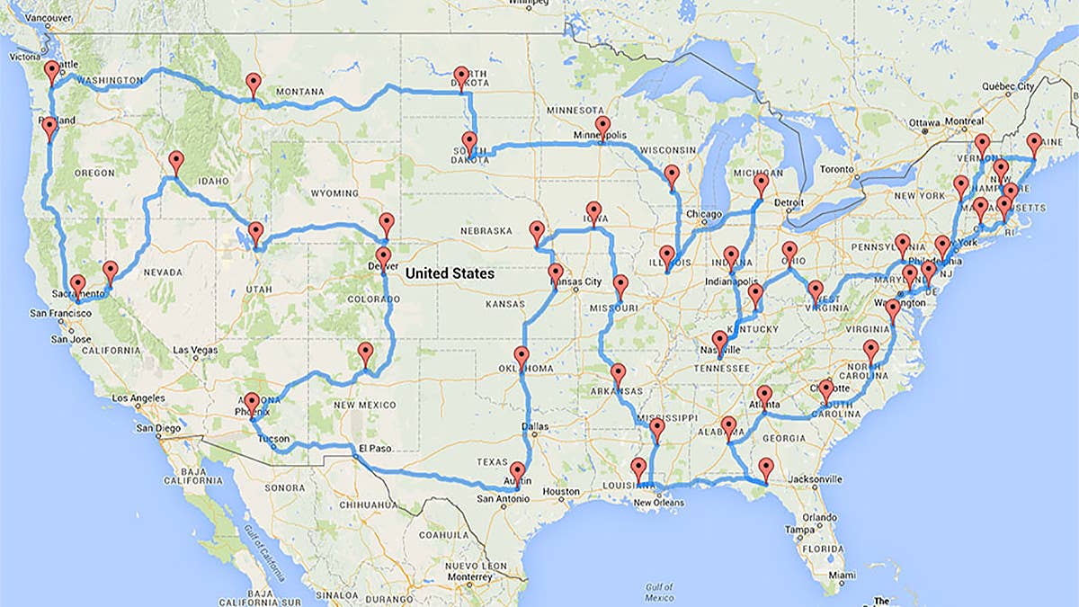 Summer Road Trip Plan to Visit 48 States in 8 Days