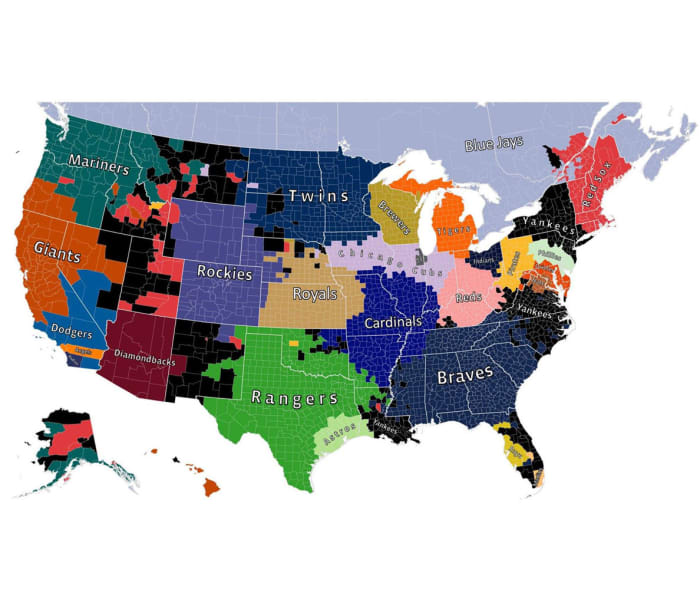 Facebook Map Shows MLB Fan Trends Across the USA and Canada