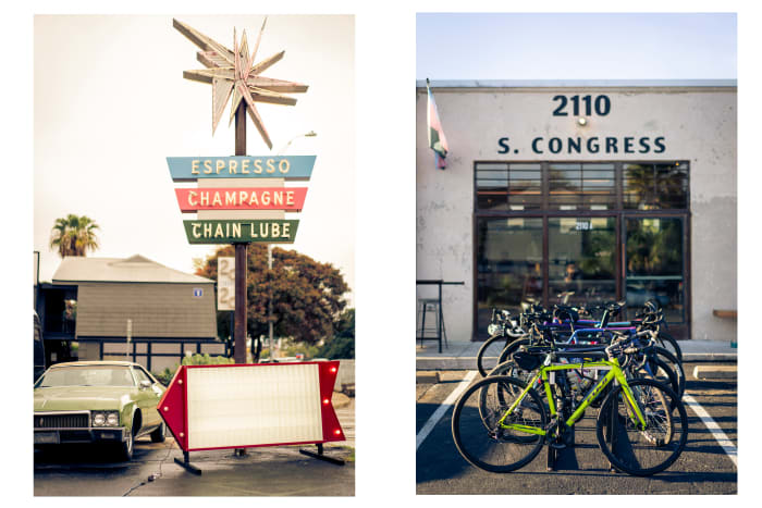 The Meteor Is the Coolest Bike-Coffee-Champagne Shop in Austin