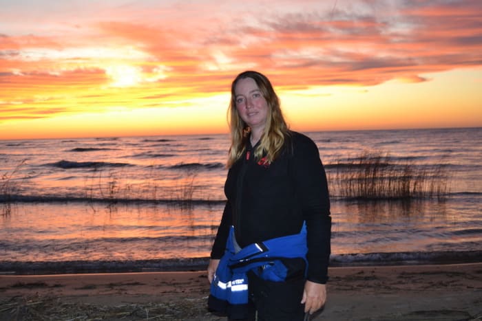 Kayaker Traci Lynn Martin chases records on the Great Lakes