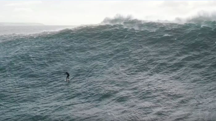 Laird Hamilton and Crew Surf Massive Waves at Nazaré on Foil Boards