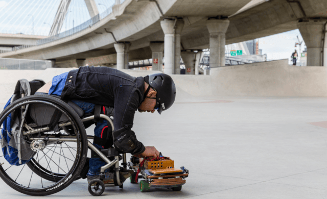 51-year-old paraplegic invents his own wheelchair skateboard