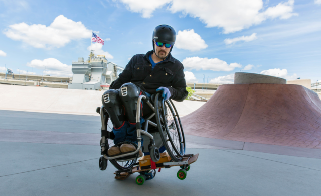 51-year-old paraplegic invents his own wheelchair skateboard