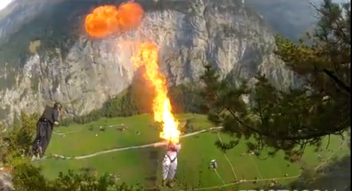 World’s first fire-breathing BASE jump - Men's Journal