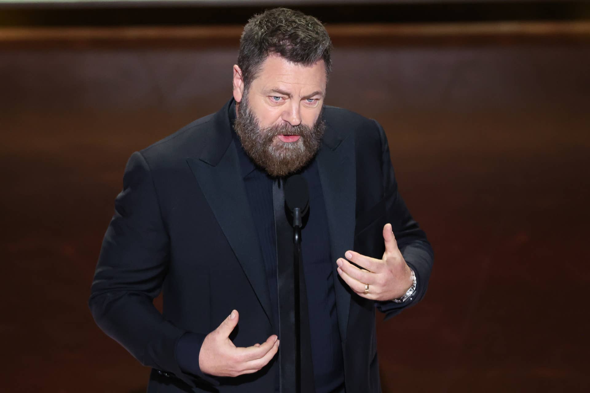 Nick Offerman Skjegg Conan ET NOW The 97th Academy Awards Took Place
