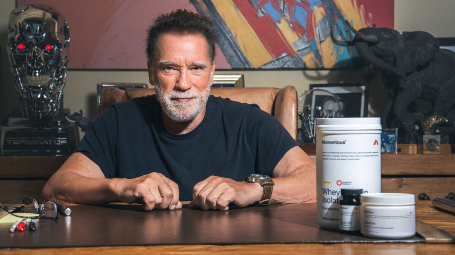 Arnold Schwarzenegger and Momentous Launch Supplement Stack - Men's Journal
